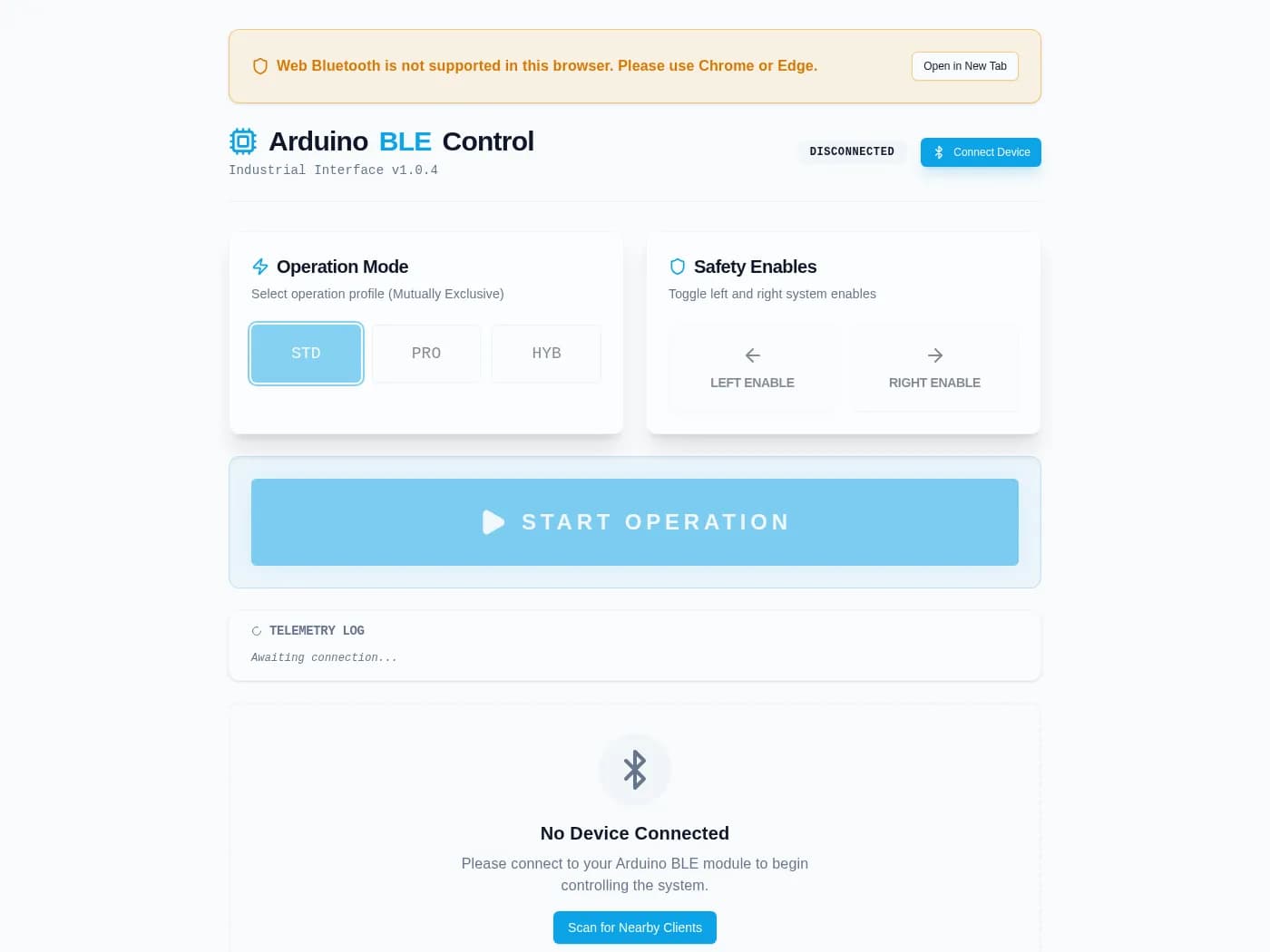 Arduino BLE Control App