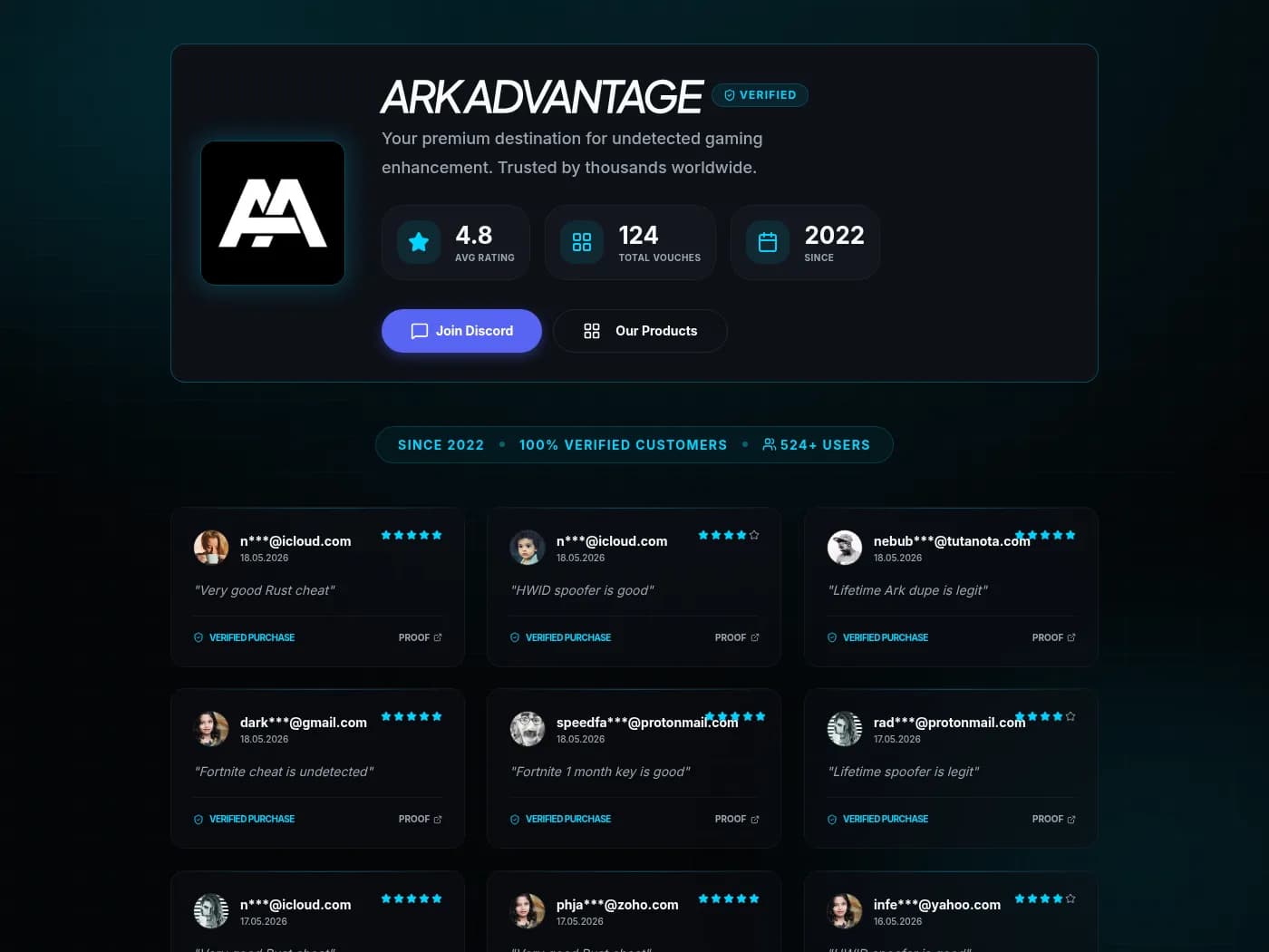 Ark Advantage Vouch Site