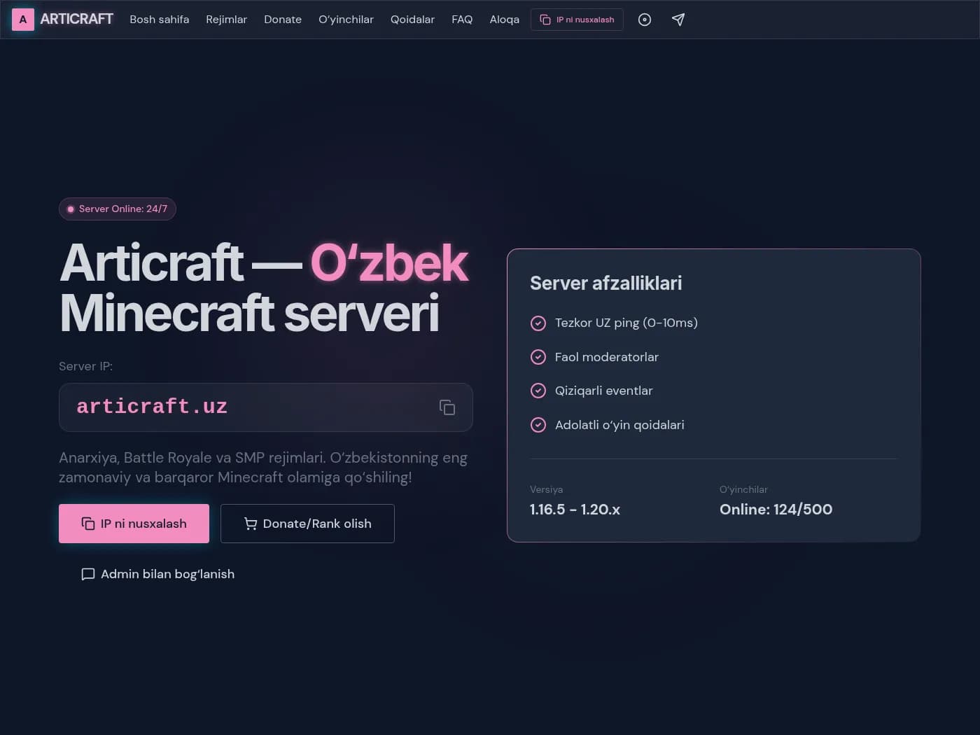 Articraft Server Sayti