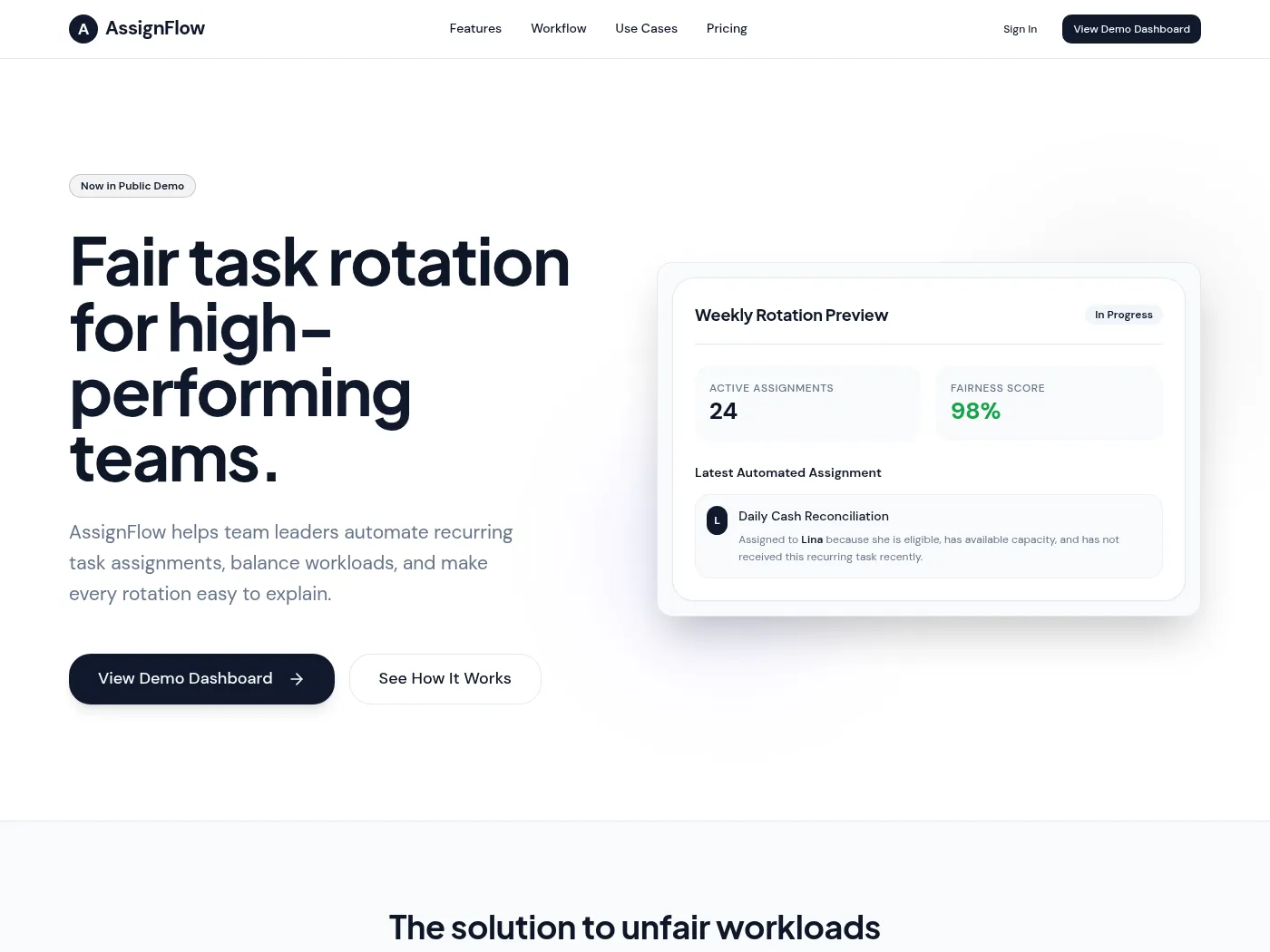 AssignFlow SaaS Dashboard