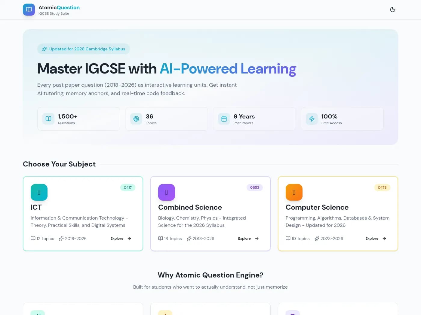 Atomic Question Engine