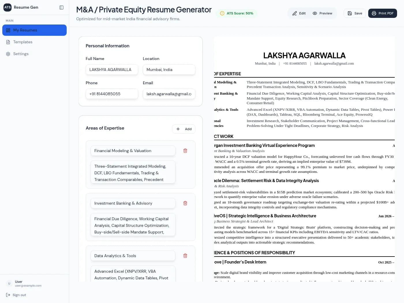 ATS Resume Generator