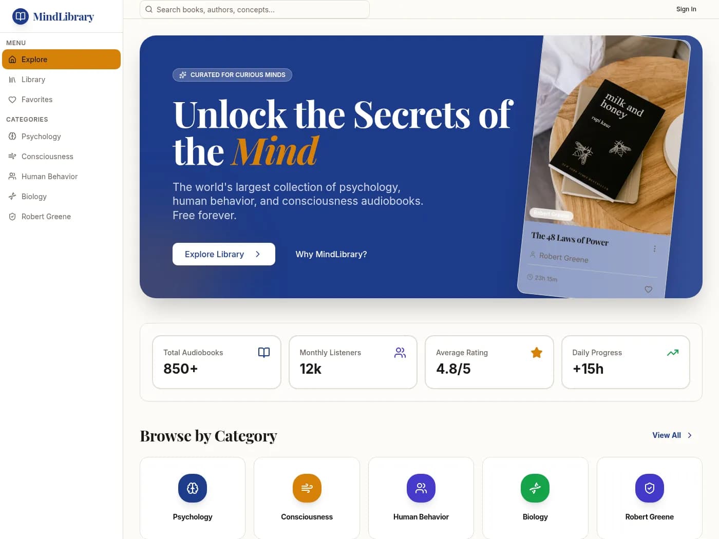 MindLibrary Audiobook Hub