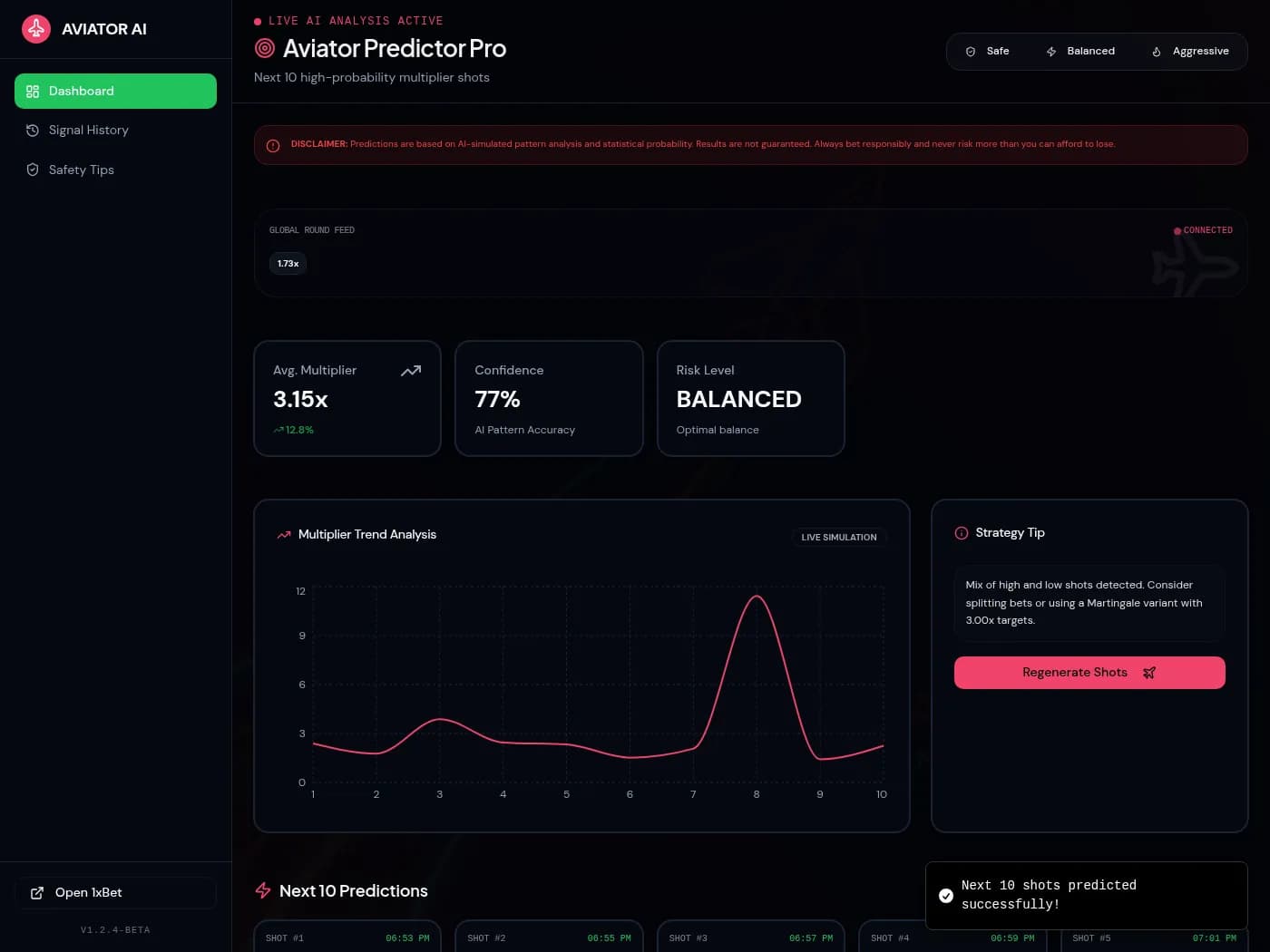 Aviator Shot Predictor