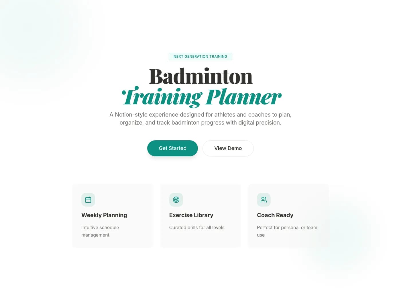 Badminton Training Planner