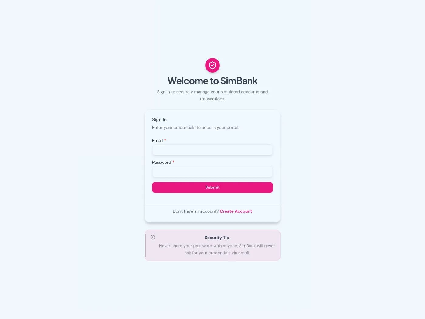 Simulated Bank Portal