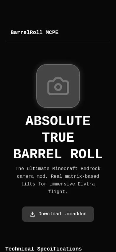 BarrelRoll Bedrock Camera Mod