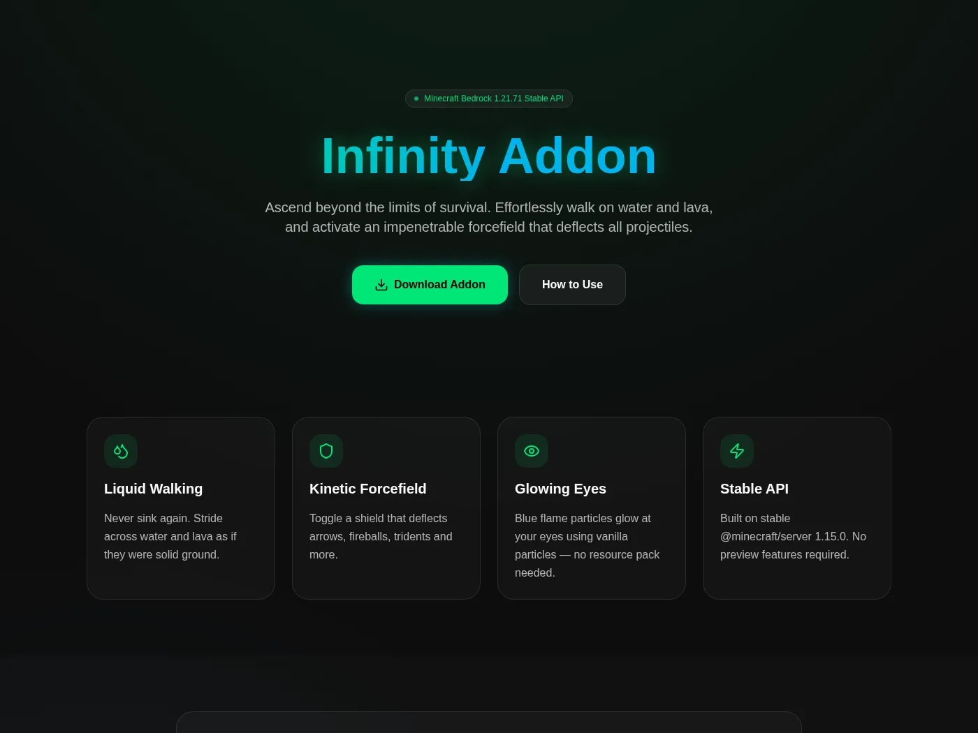 Bedrock Infinity Addon