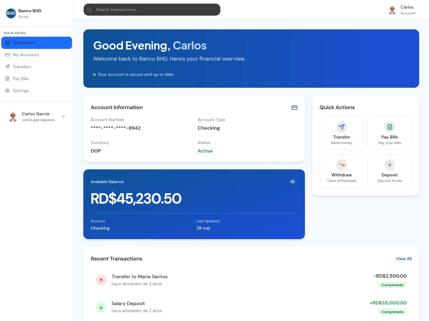 Banco BHD Web Replica