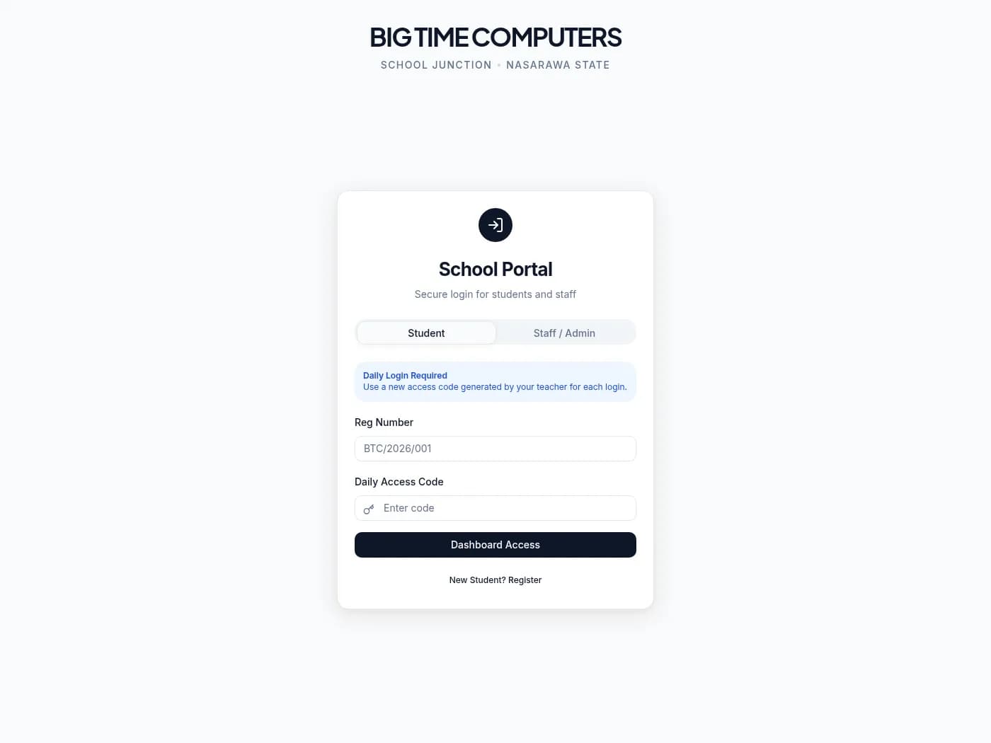 Big Time Student Portal