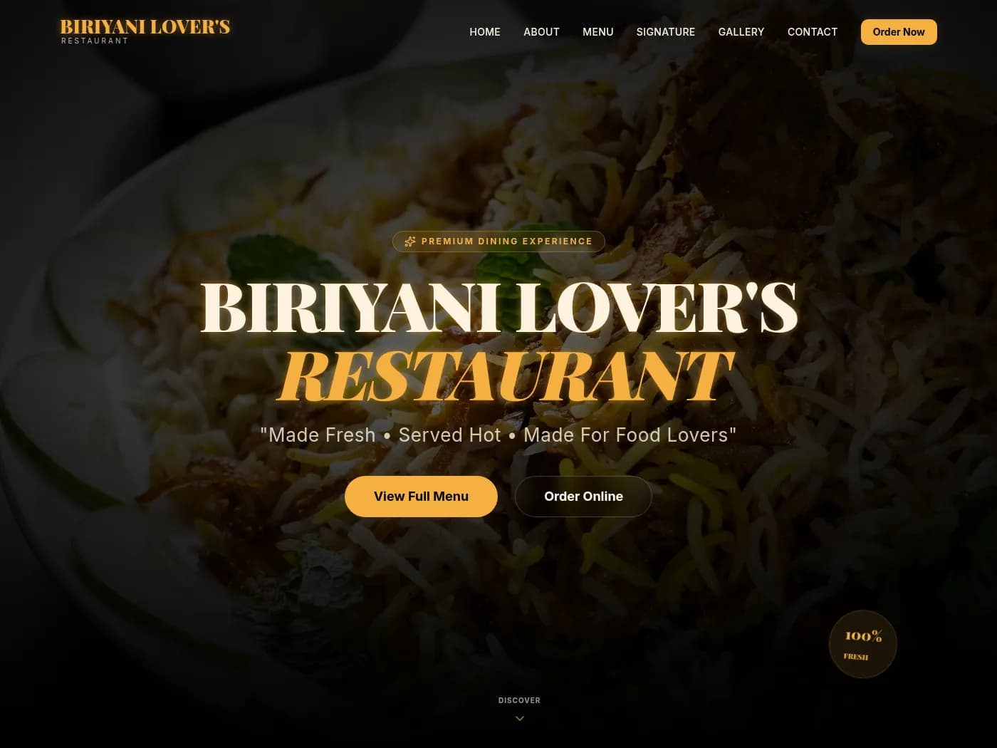 Biriyani Lover's Premium Site