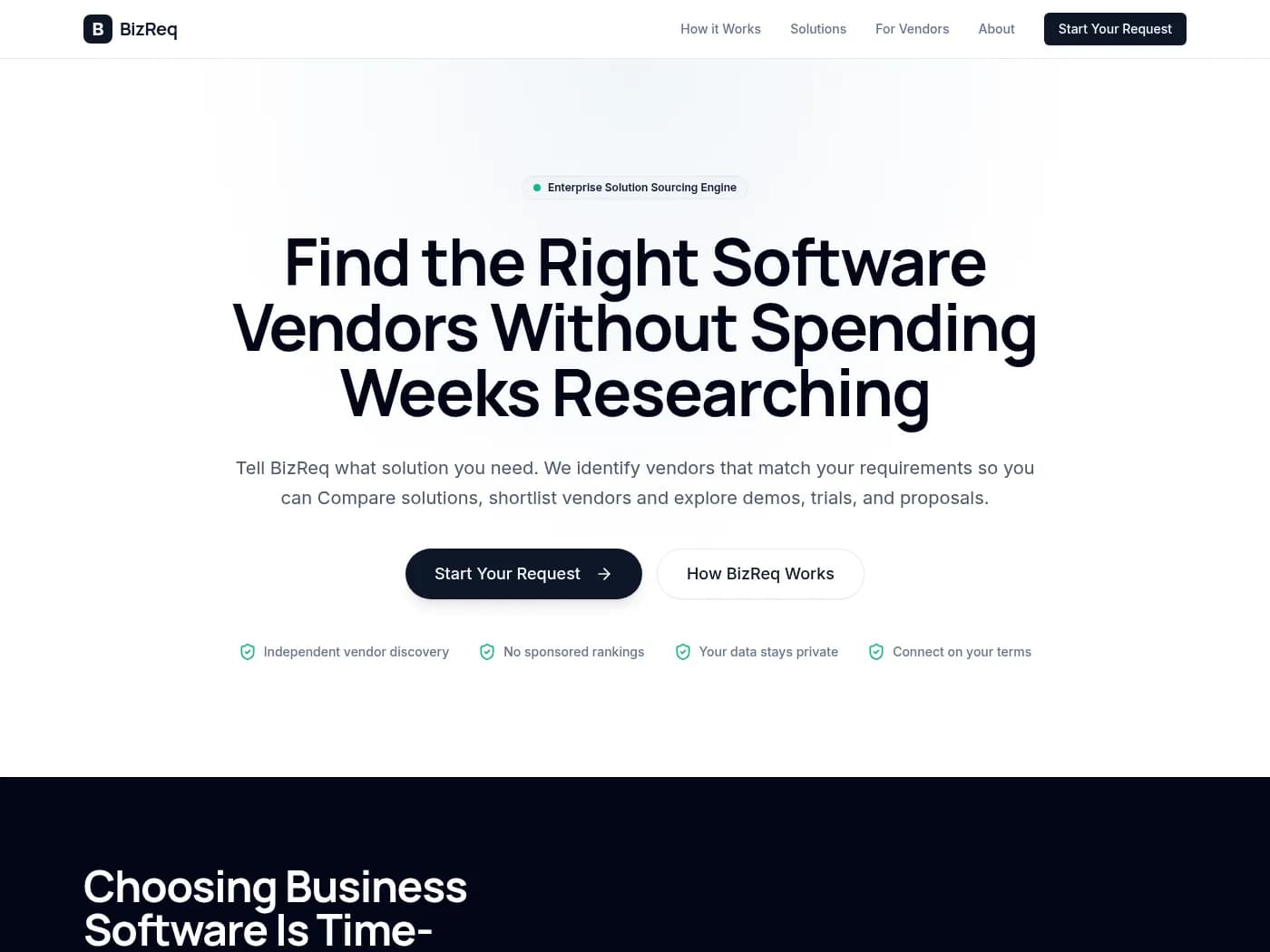 BizReq Enterprise Website
