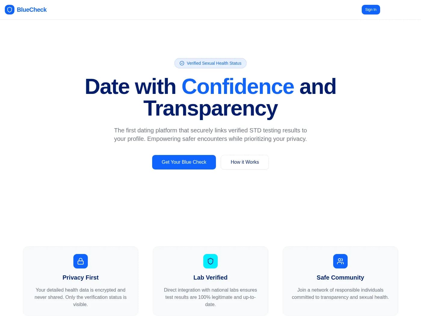 BlueCheck Dating Platform