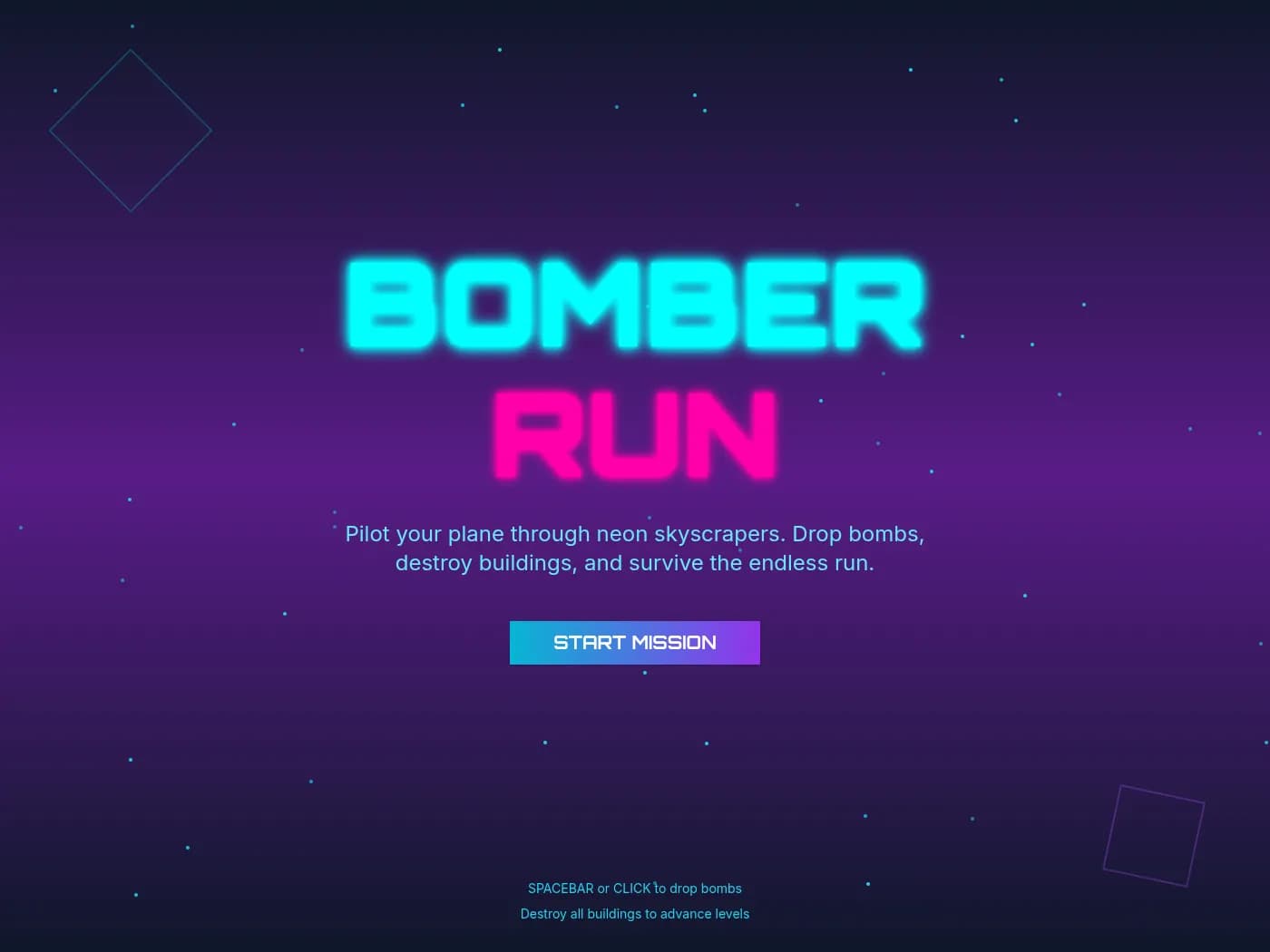 Bomber Run: Neon Skyscraper Destruction Game