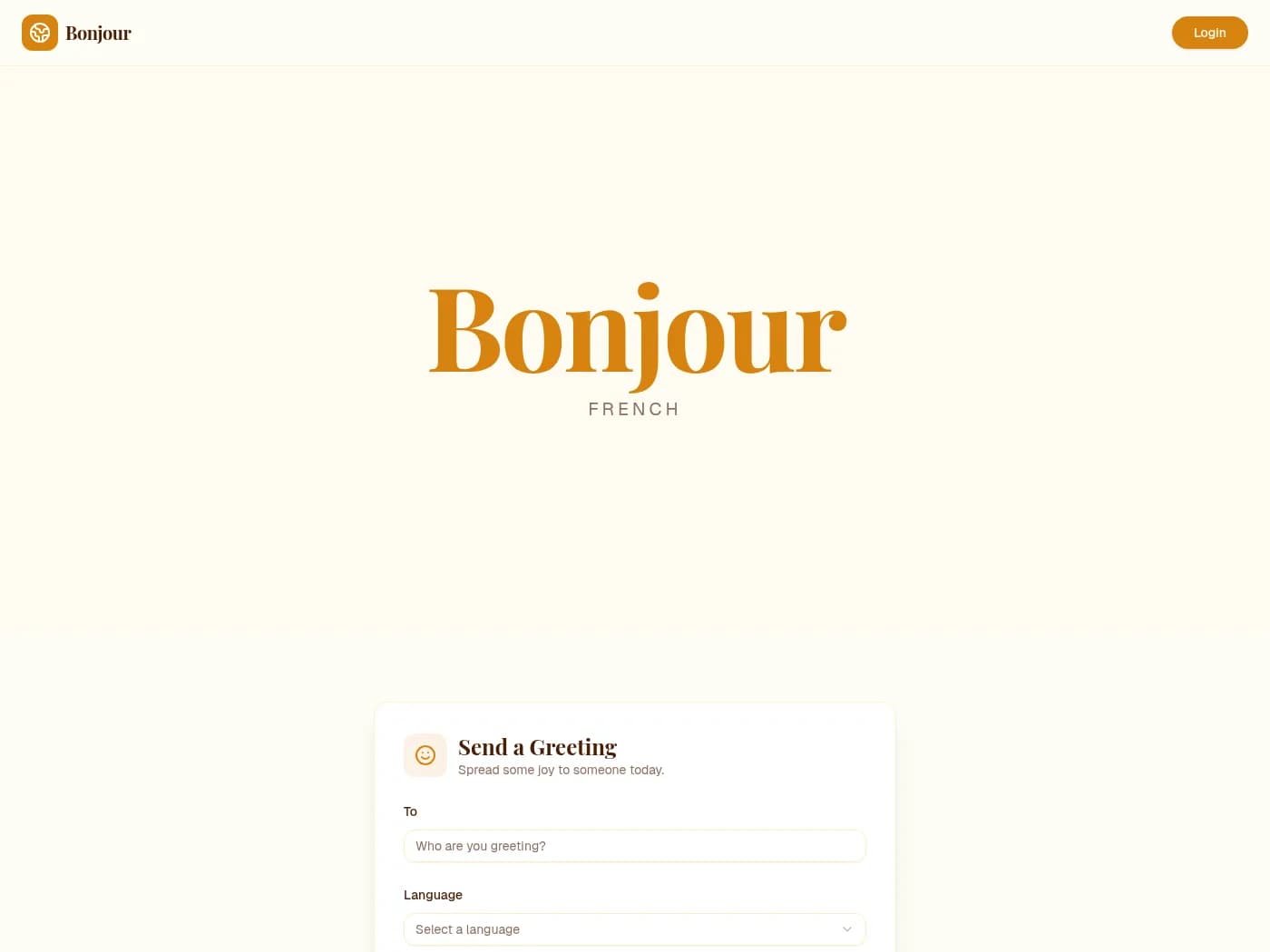 Bonjour Greetings App