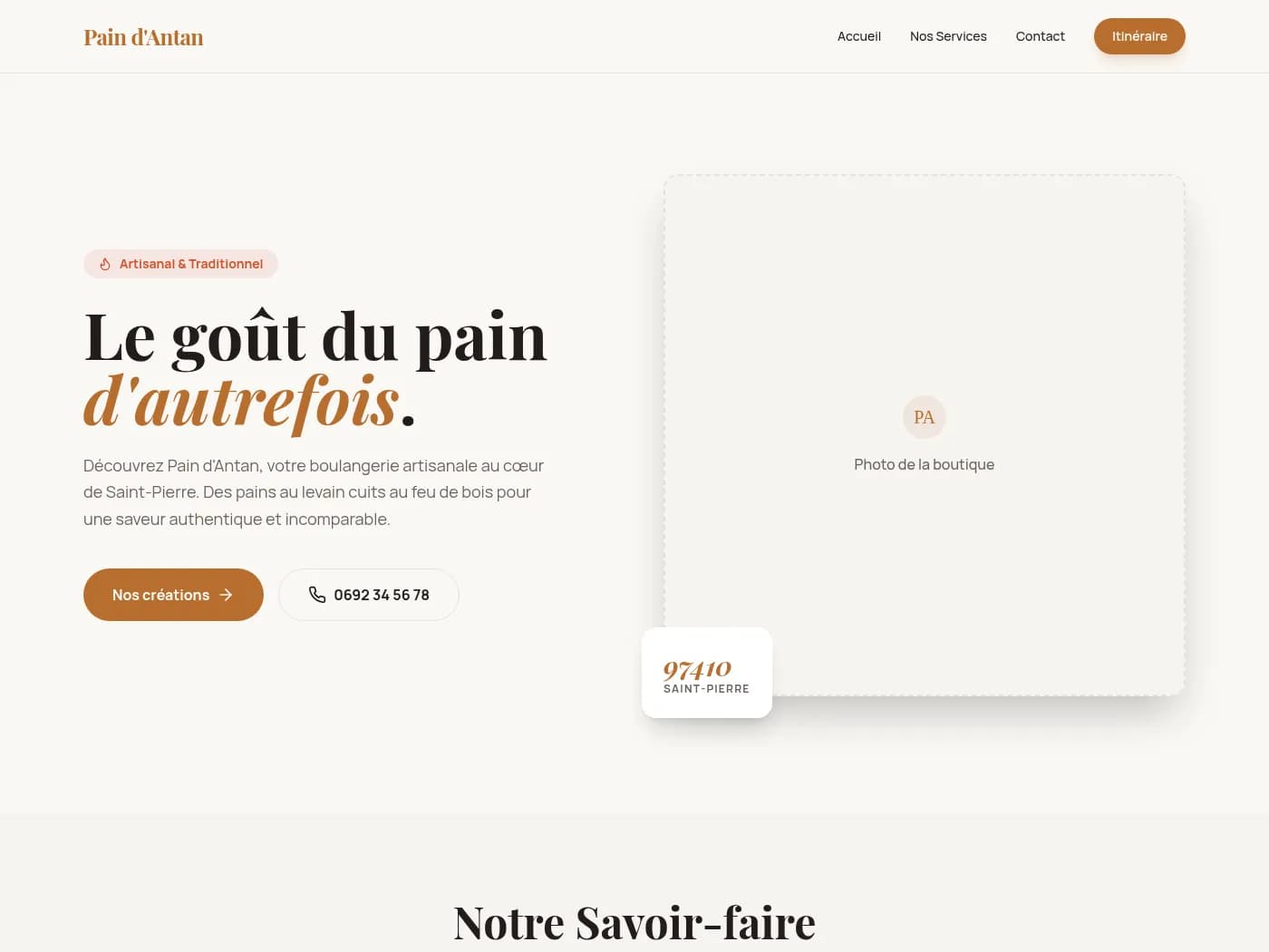 Pain d'Antan Vitrine