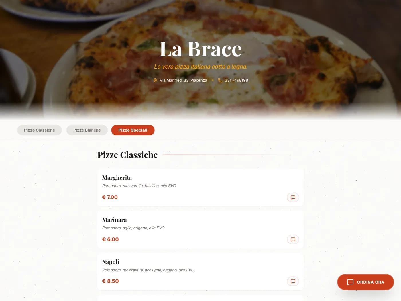La Brace Digital Menu