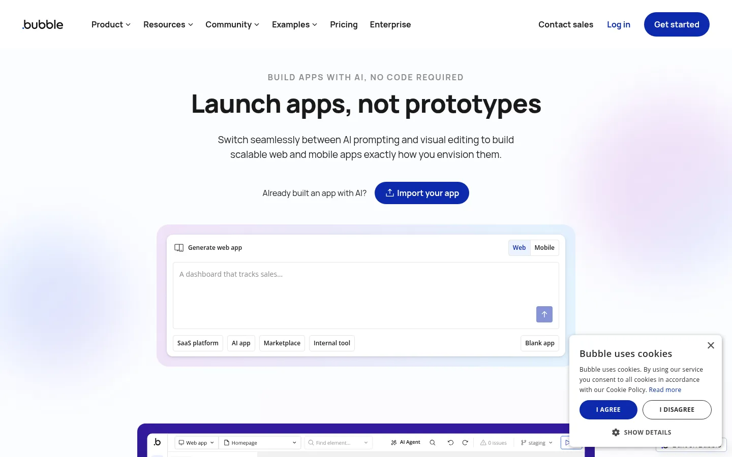 Bubble homepage