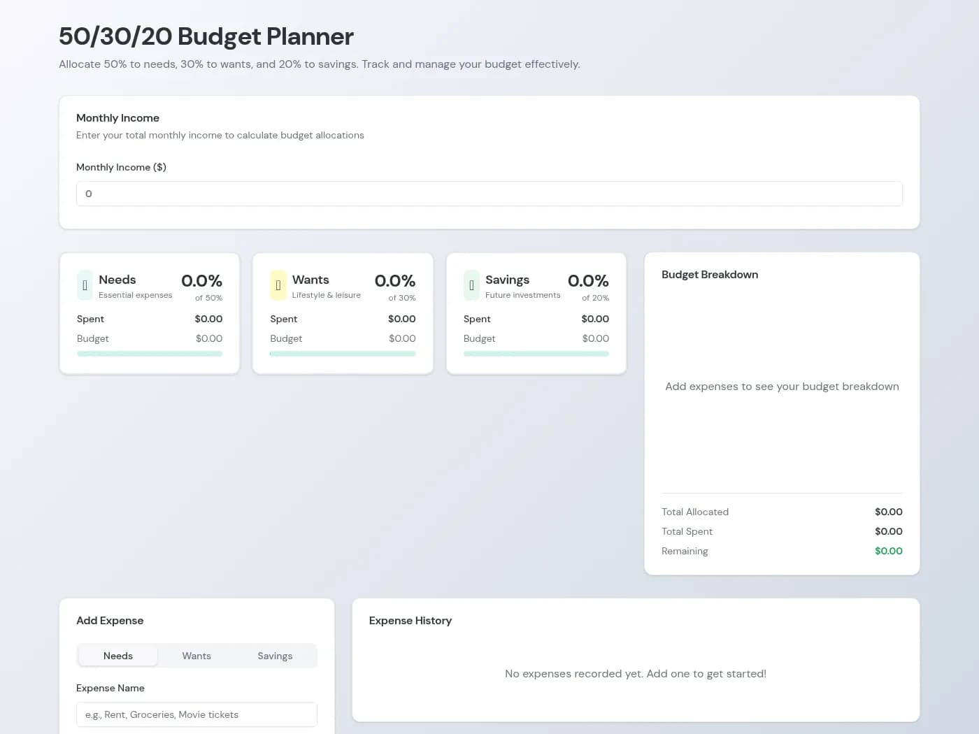 Budget Split Sheet