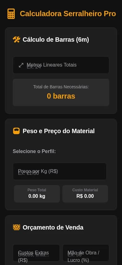 Calculadora Serralheiro Pro