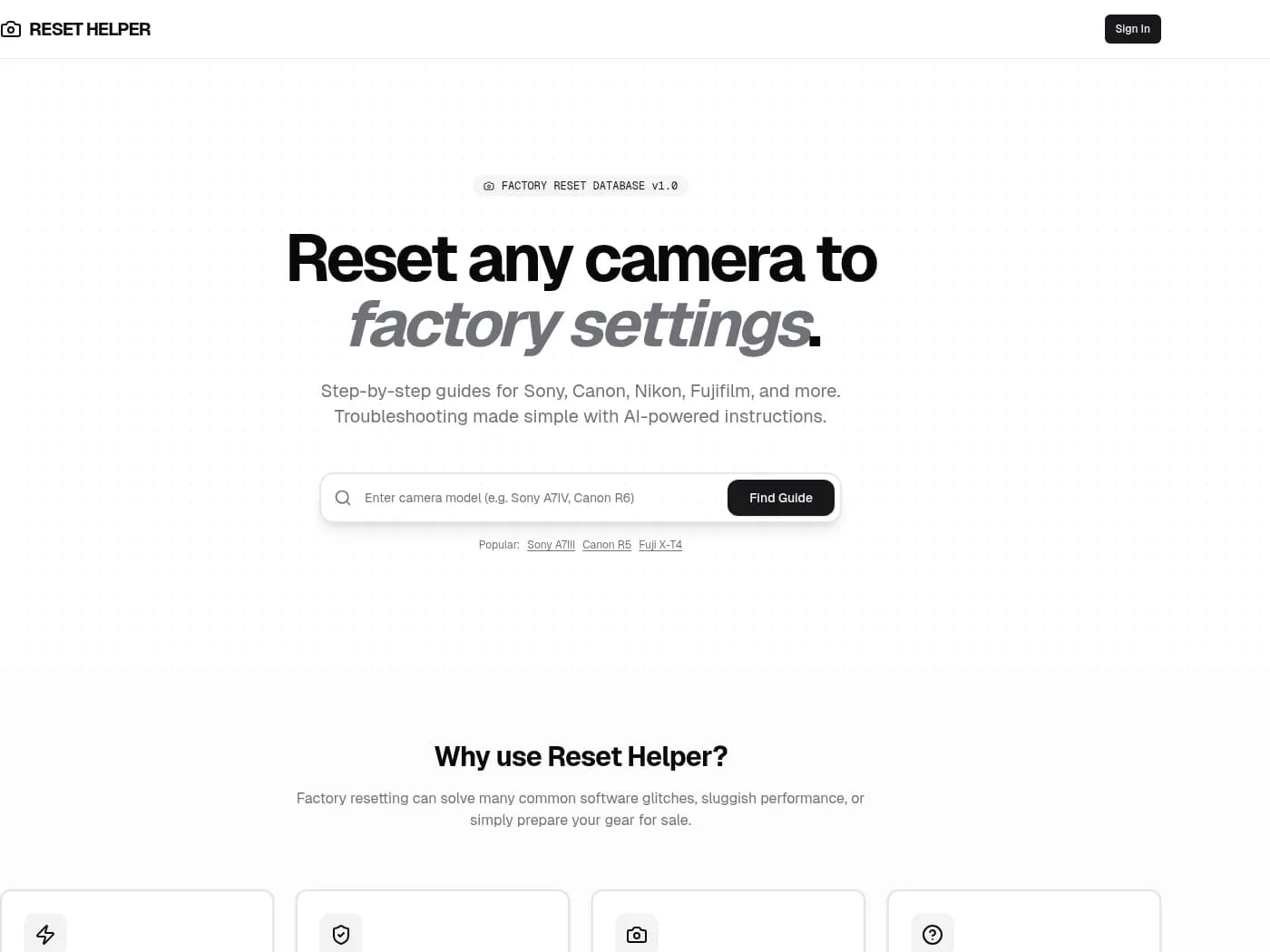 Camera Reset Helper
