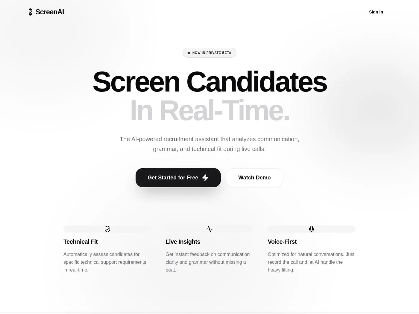 Candidate Call Screener