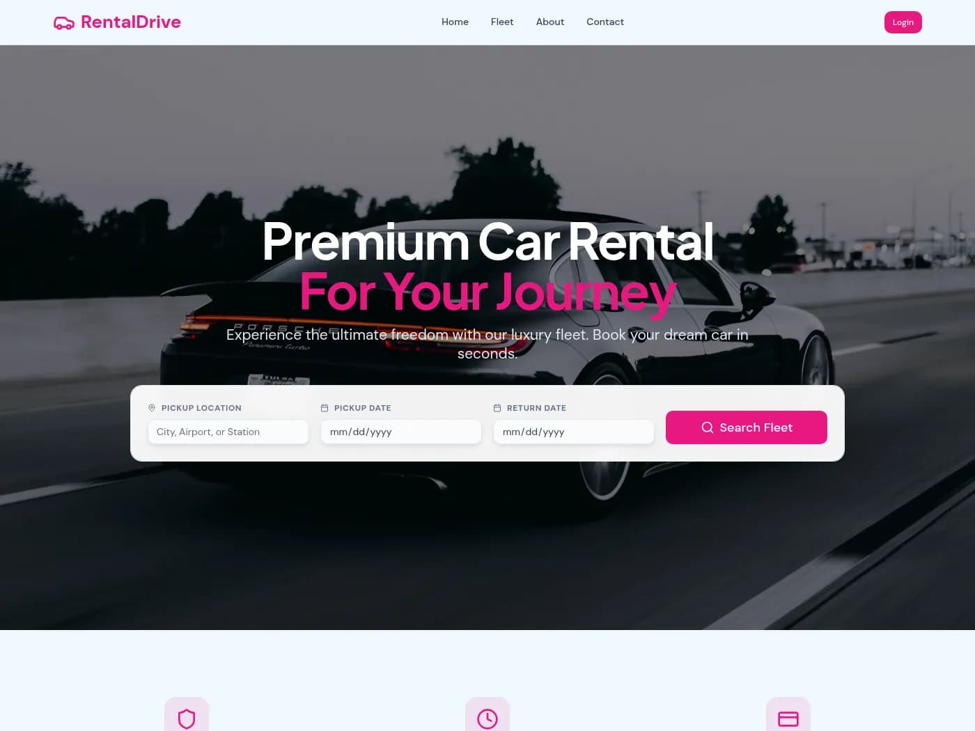 RentalDrive Web Mockup