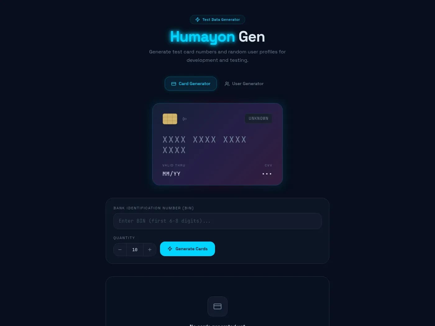 Humayon Card Generator