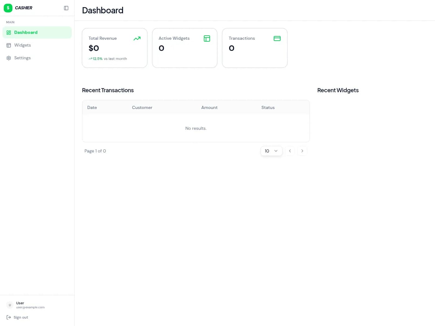 Cashier Widget Payments