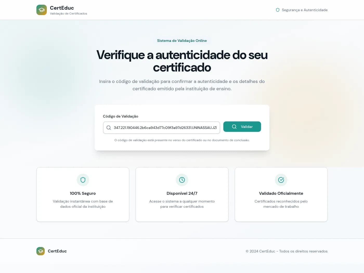 CertEduc Validation Clone