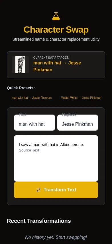 Character Swap Utility