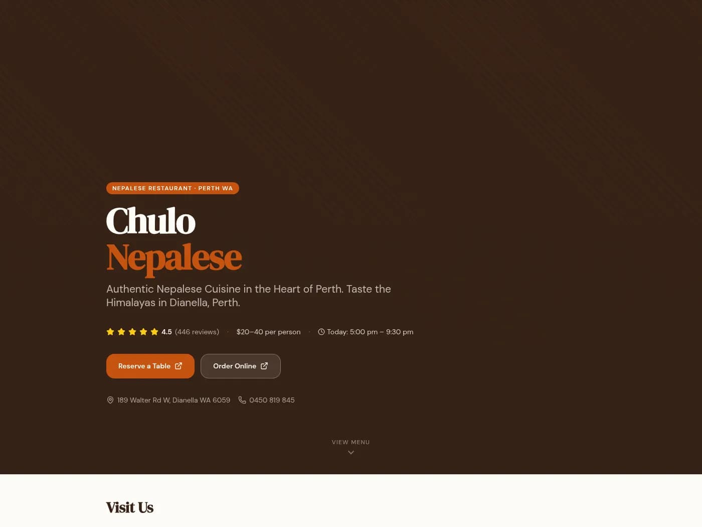 Chulo Nepalese Web Menu