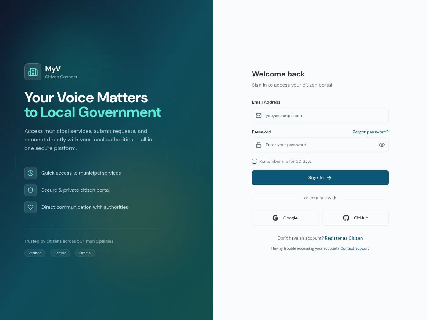 Citizen Connect Login