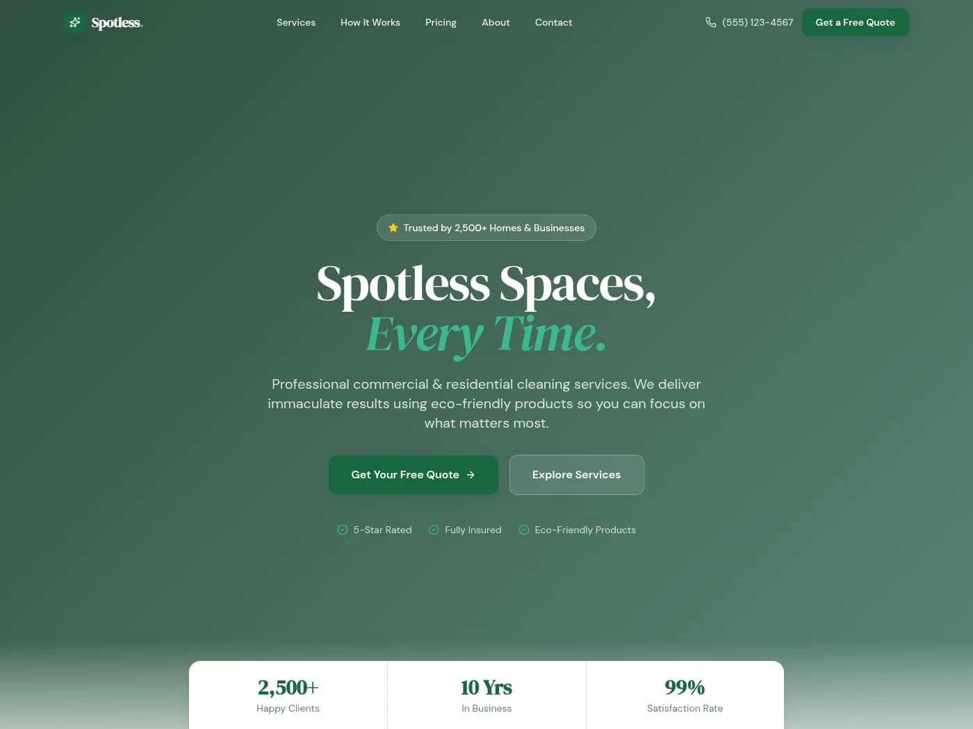 Spotless Cleaning Website