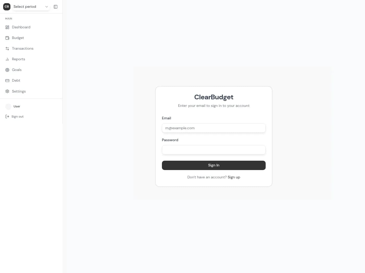 ClearBudget Web App