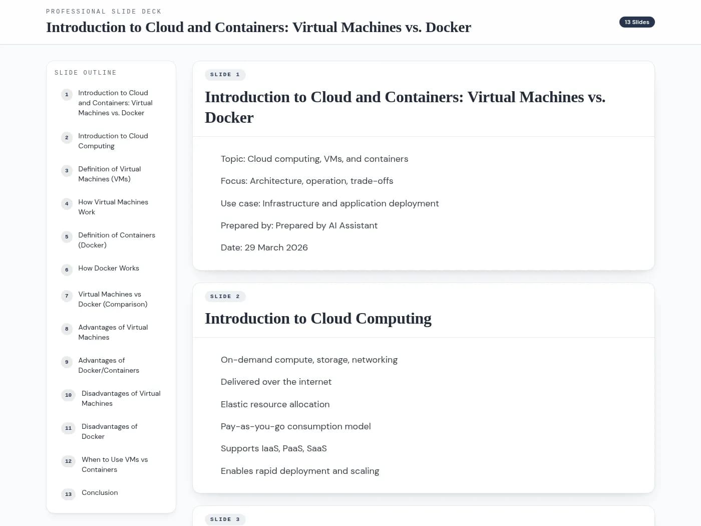 Cloud & Containers Slide Deck