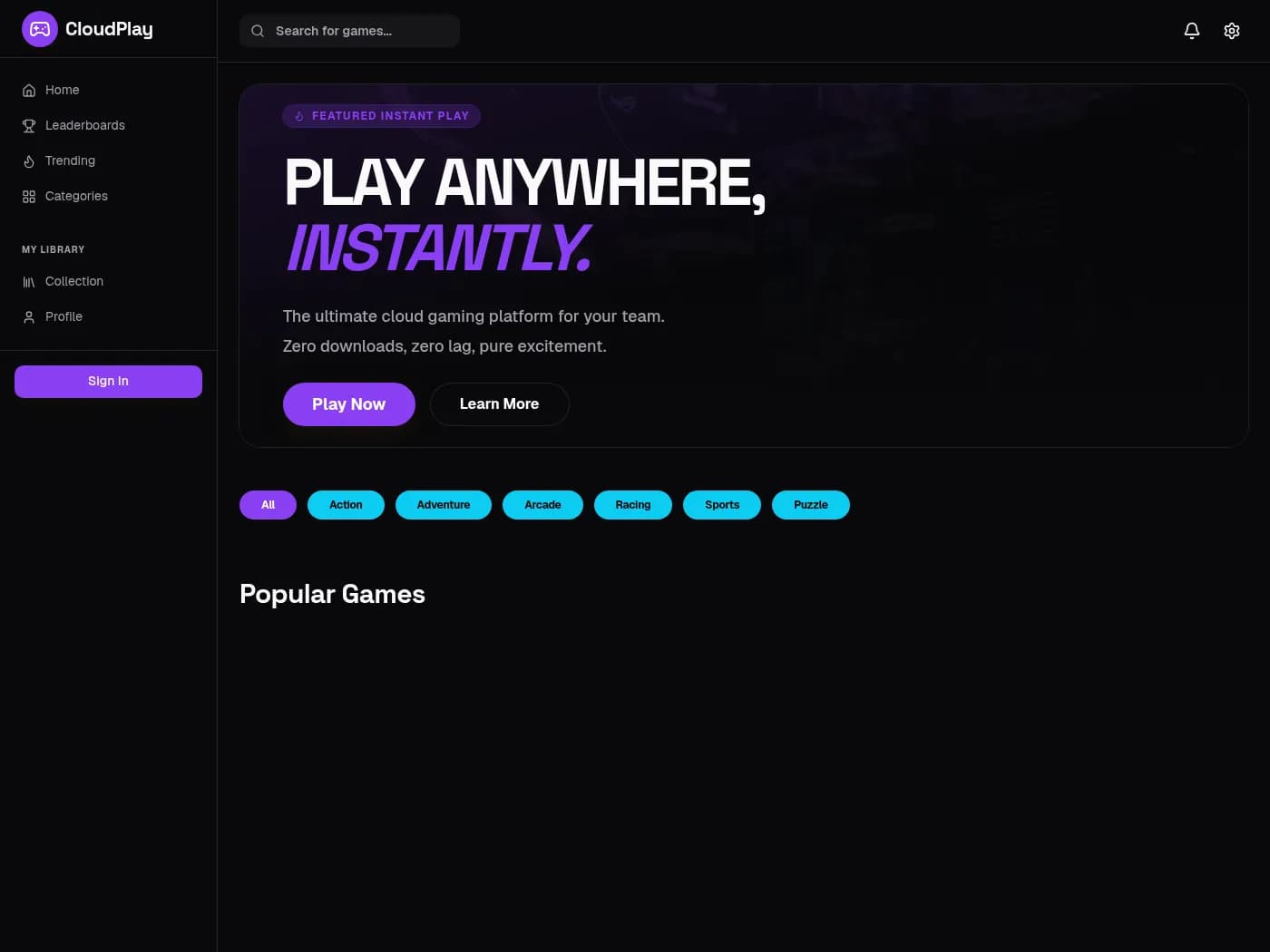 CloudPlay Web Gaming