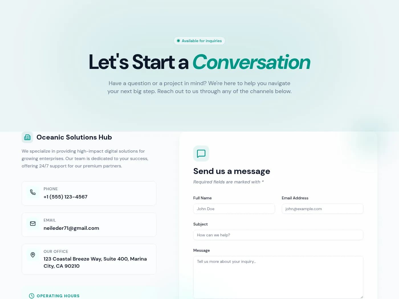 Contact Hub Page