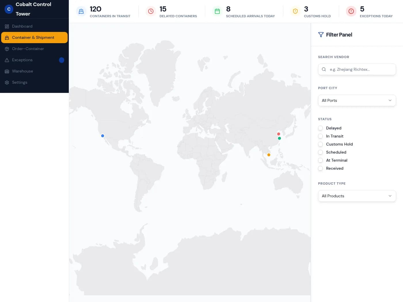 Container & Shipment Dashboard