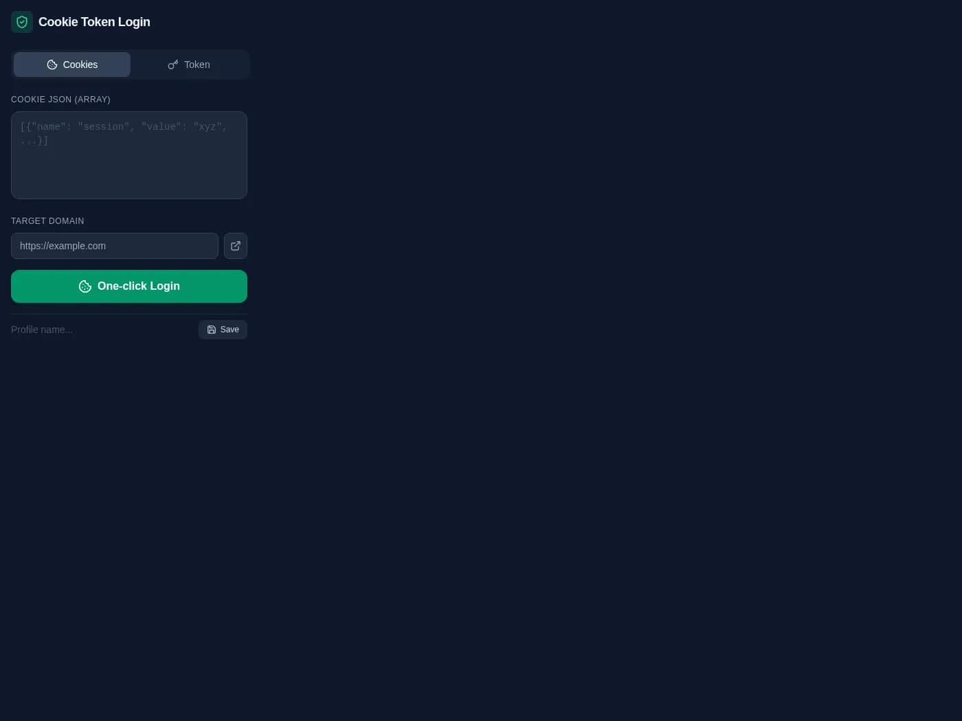 Cookie Token Login Extension