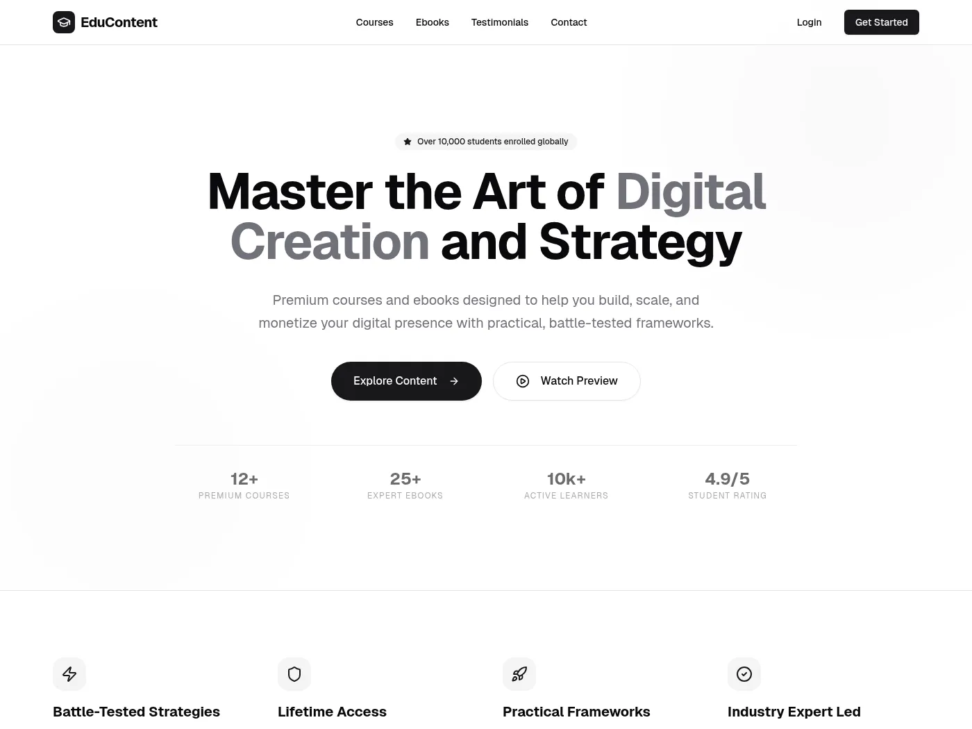 EduContent Landing Hub