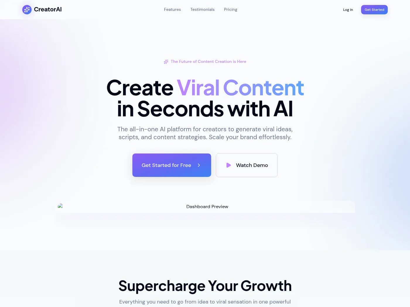 CreatorAI Dashboard UI