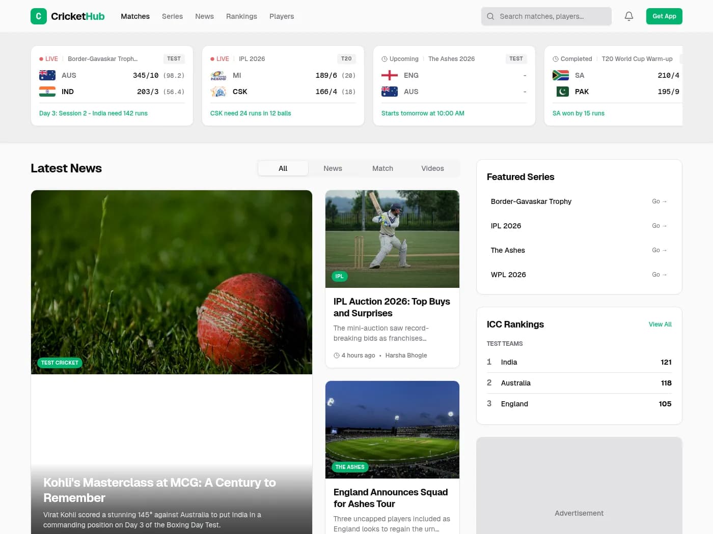 Cricket News Hub