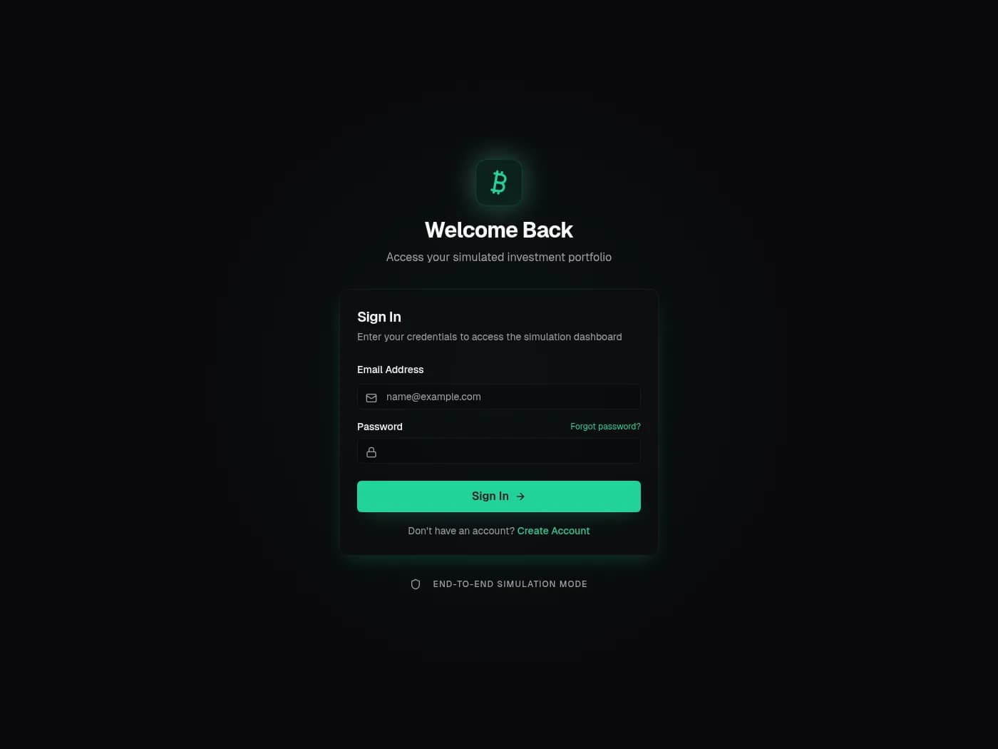 CryptoSim Dashboard UI