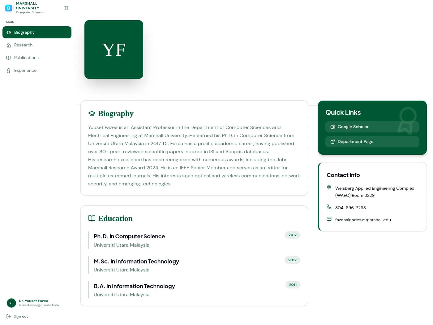 CS Professor Portfolio