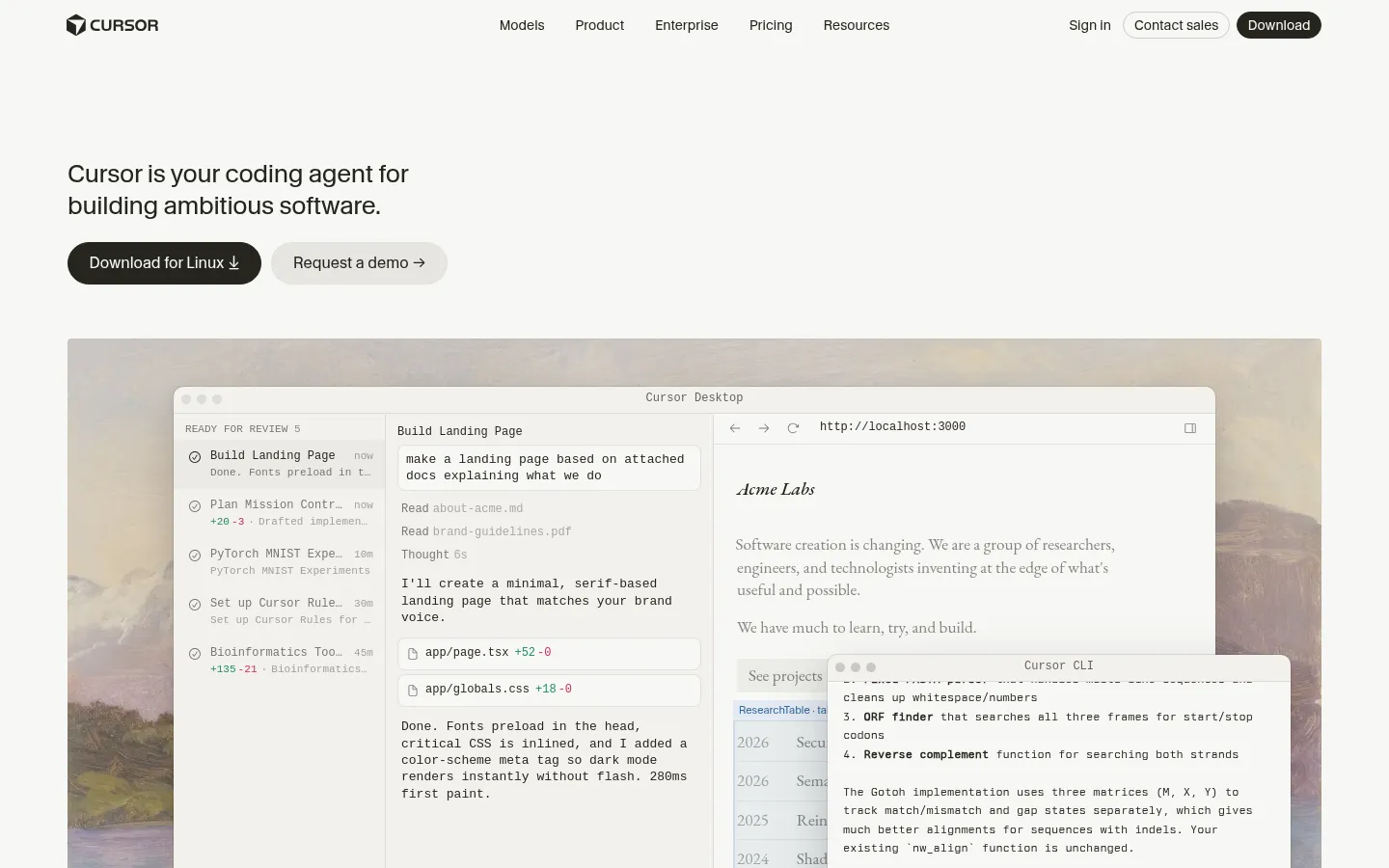 Cursor homepage