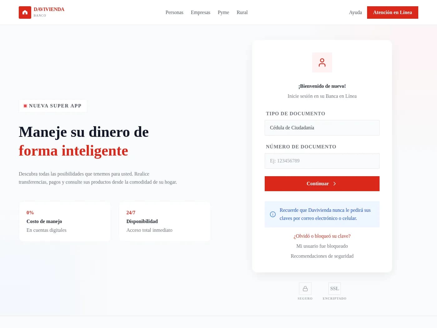 Davivienda Login Clone