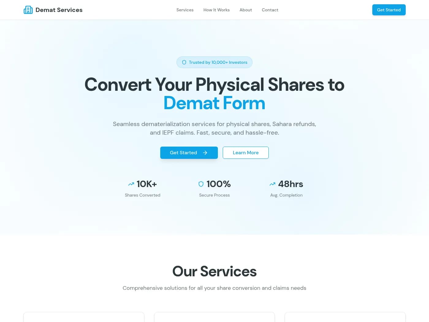 Demat Services Landing