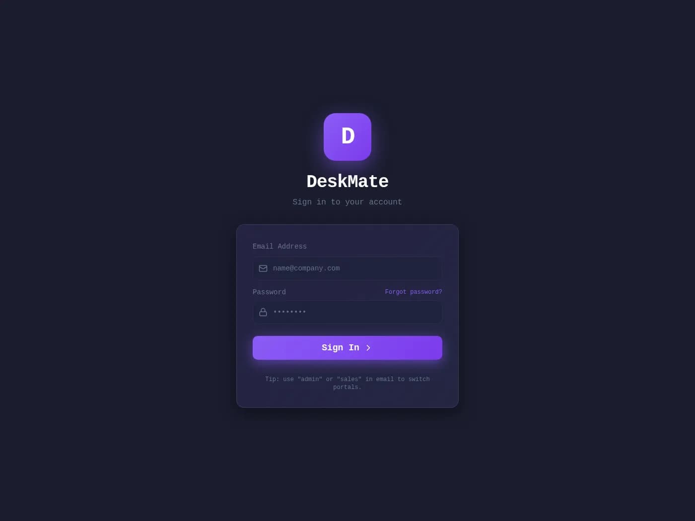 DeskMate Multi-Portal Dashboard