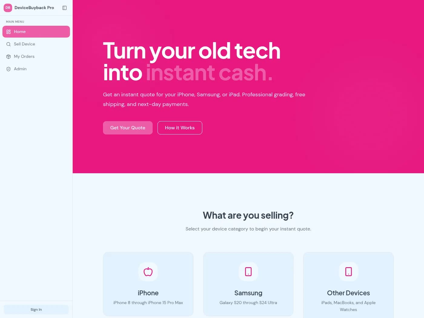 DeviceBuyback Pro Platform